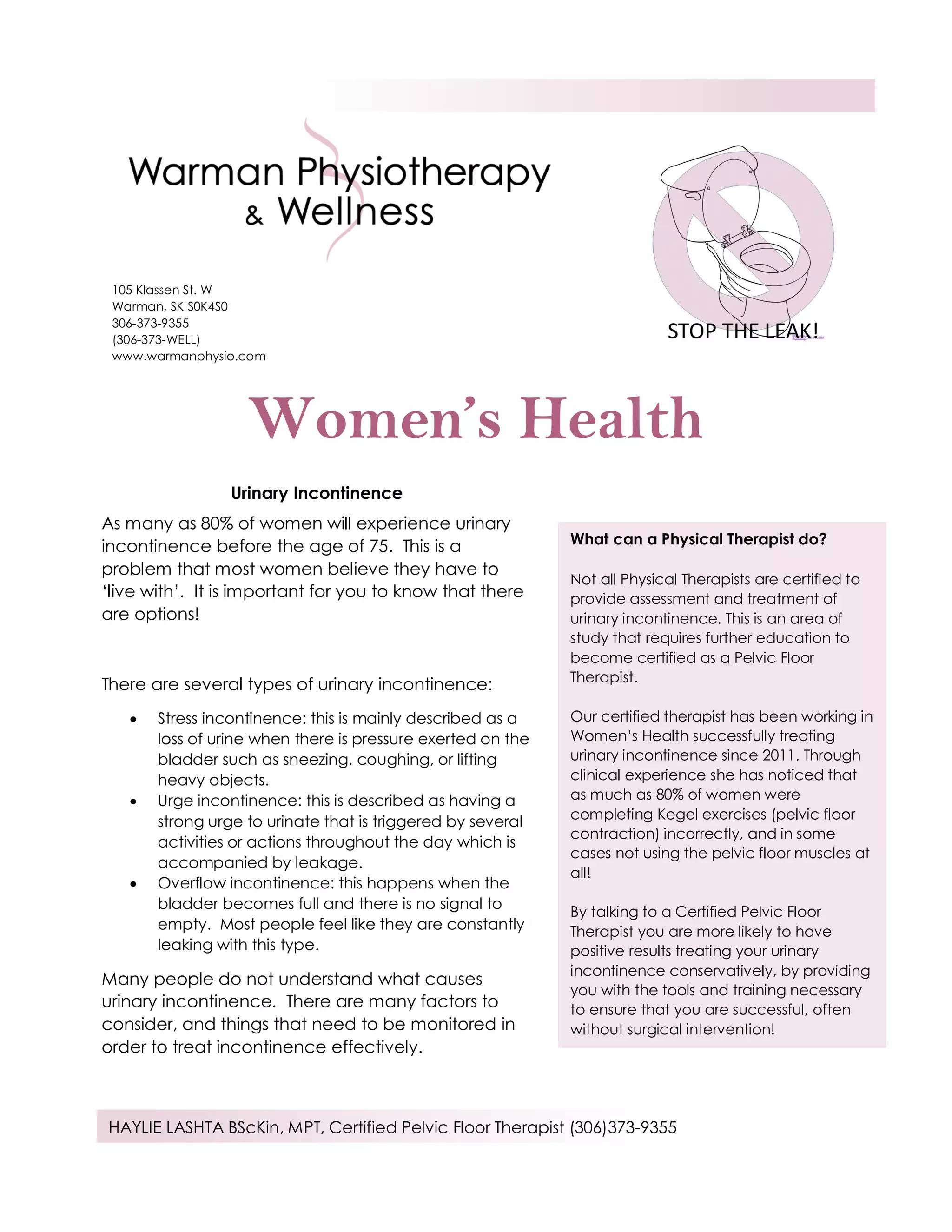 Womens' Health Handout | PDF