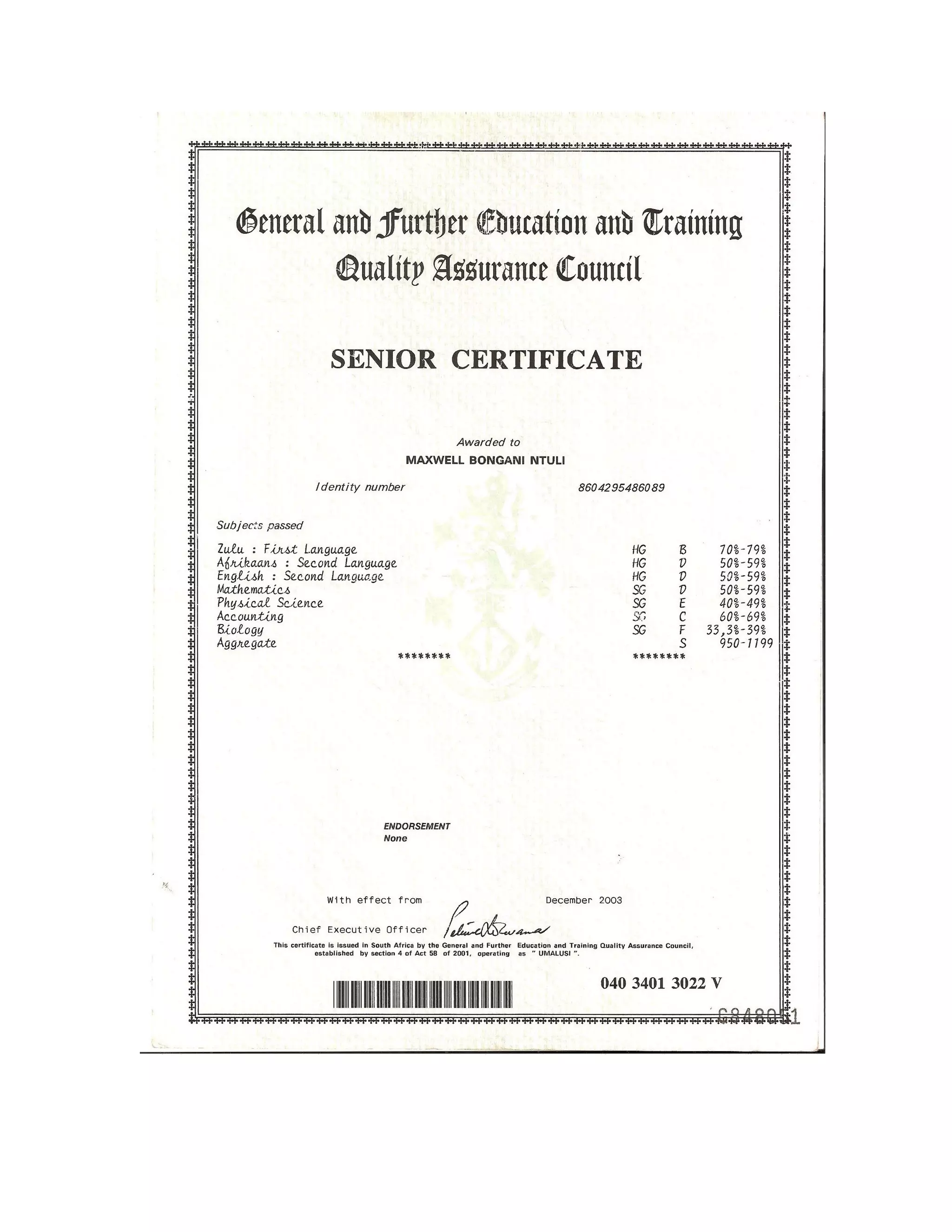 Maxwell Ntuli - Curriculum Vitae | DOC