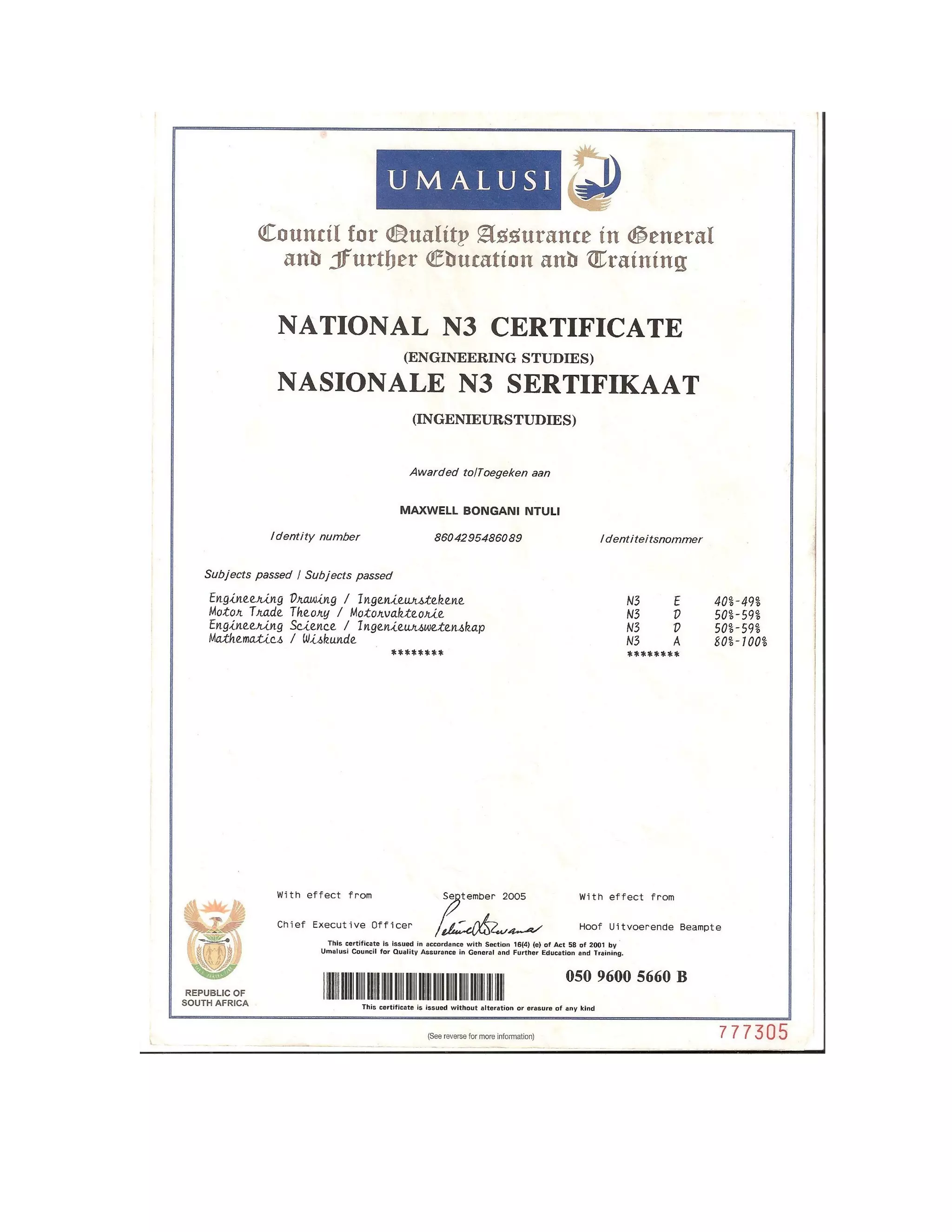 Maxwell Ntuli - Curriculum Vitae | DOC