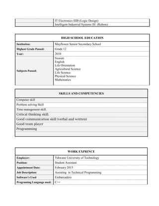 Personal & Academic Details | PDF