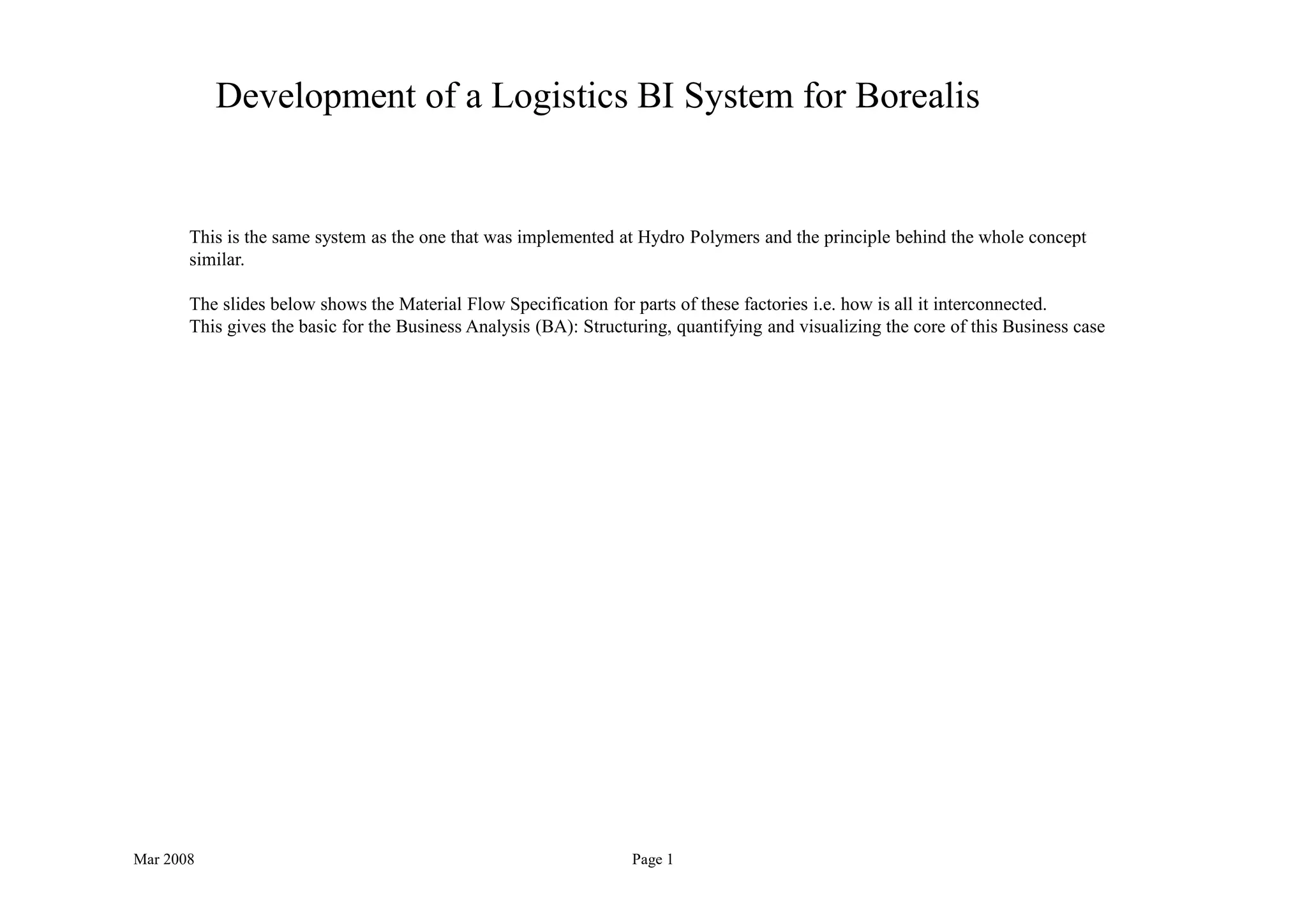 Logistics BI Borealis | PPT