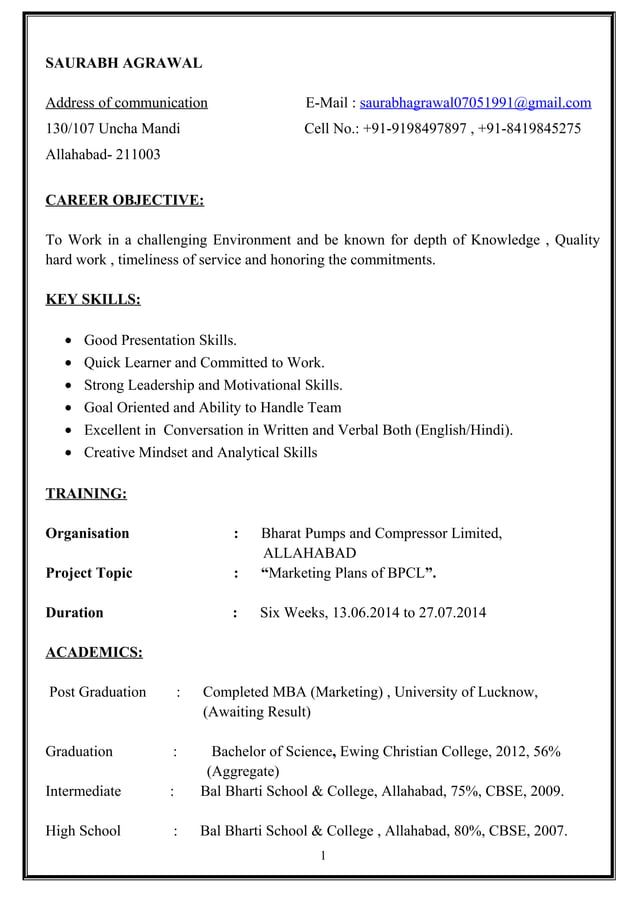 SA resume | DOC | Business Administration | Business