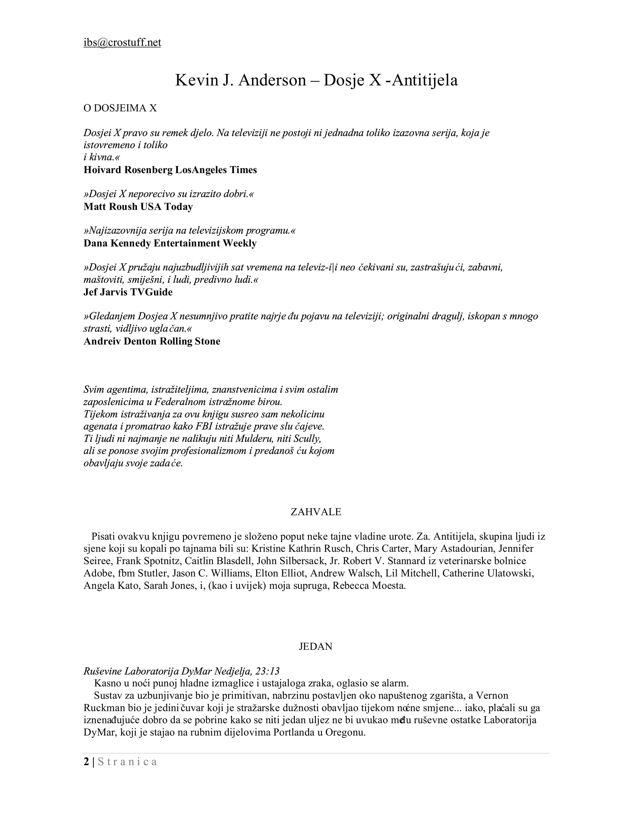 Dosije x kevin j. anderson - antitijela | PDF