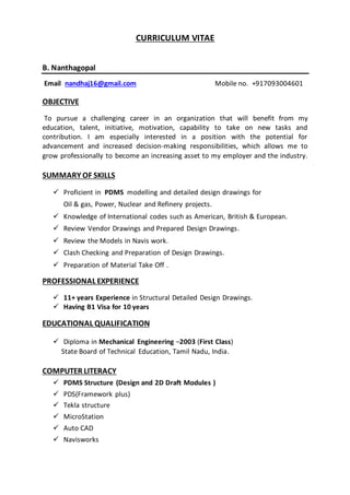 Nanthagopal balusamy cv | DOCX