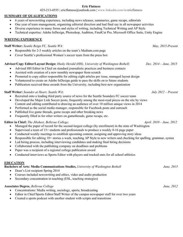 EricFlatness_Resume_91715 | PDF | Desktop Publishing | Computer Software and Applications