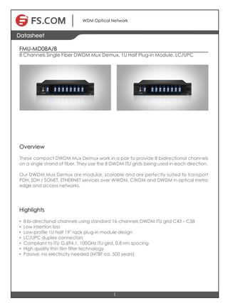 8 Channels Single Fiber DWDM Mux Demux,LC/UPC | PDF