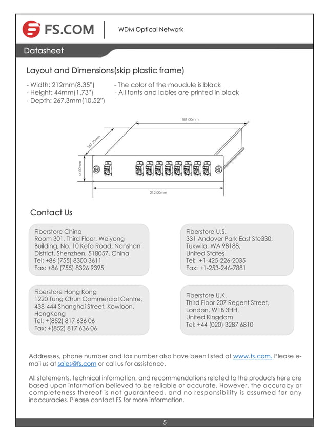 8 Channels Single Fiber DWDM Mux Demux,LC/UPC | PDF