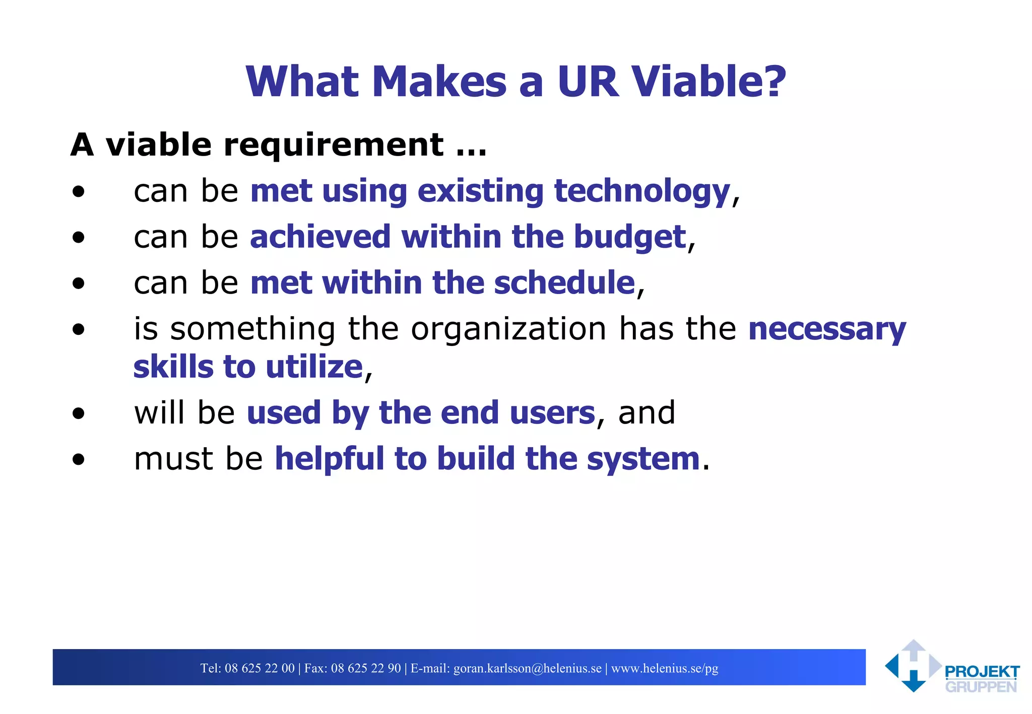 8 Characteristics of good user requirements | PPS