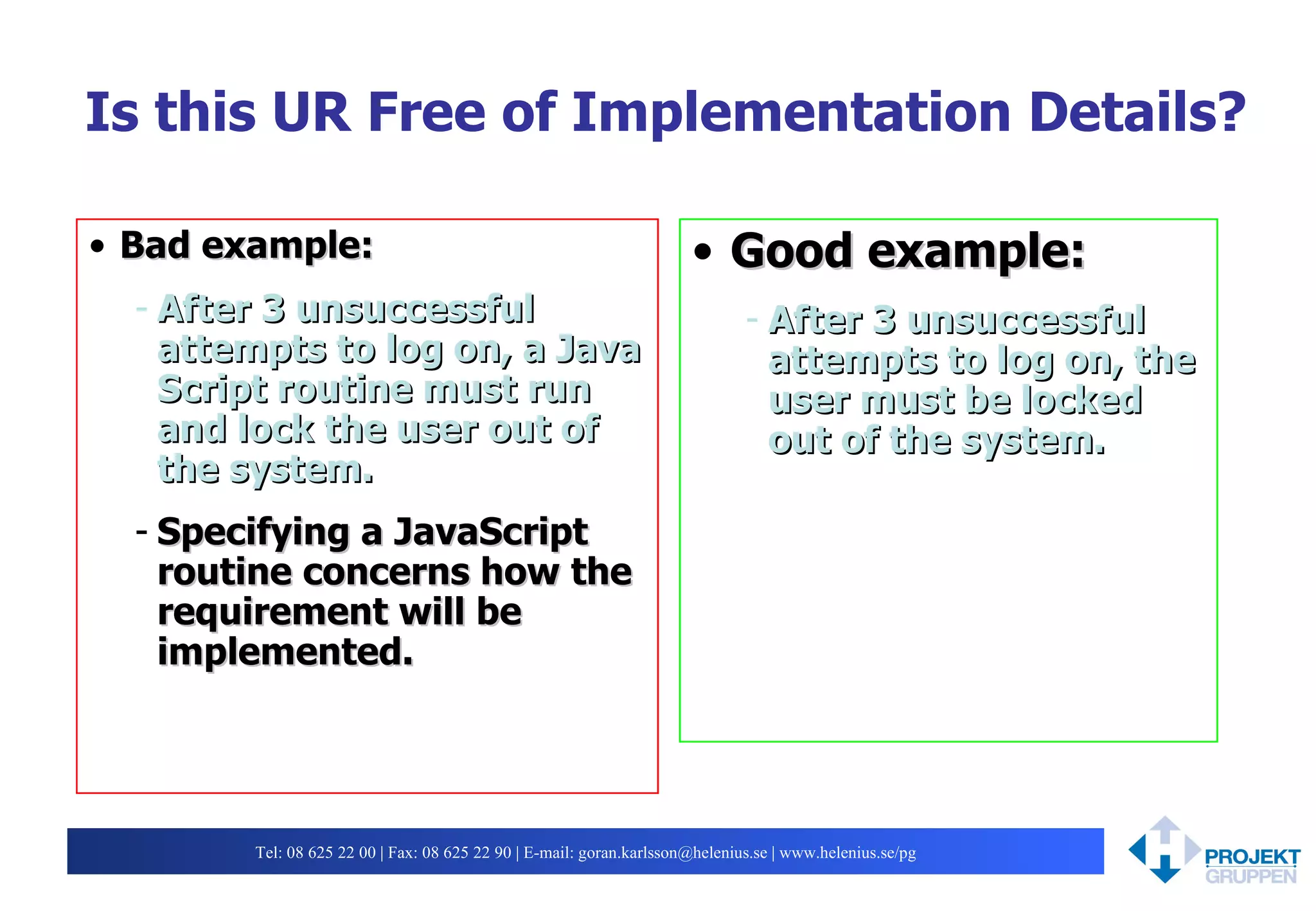 8 Characteristics of good user requirements | PPS