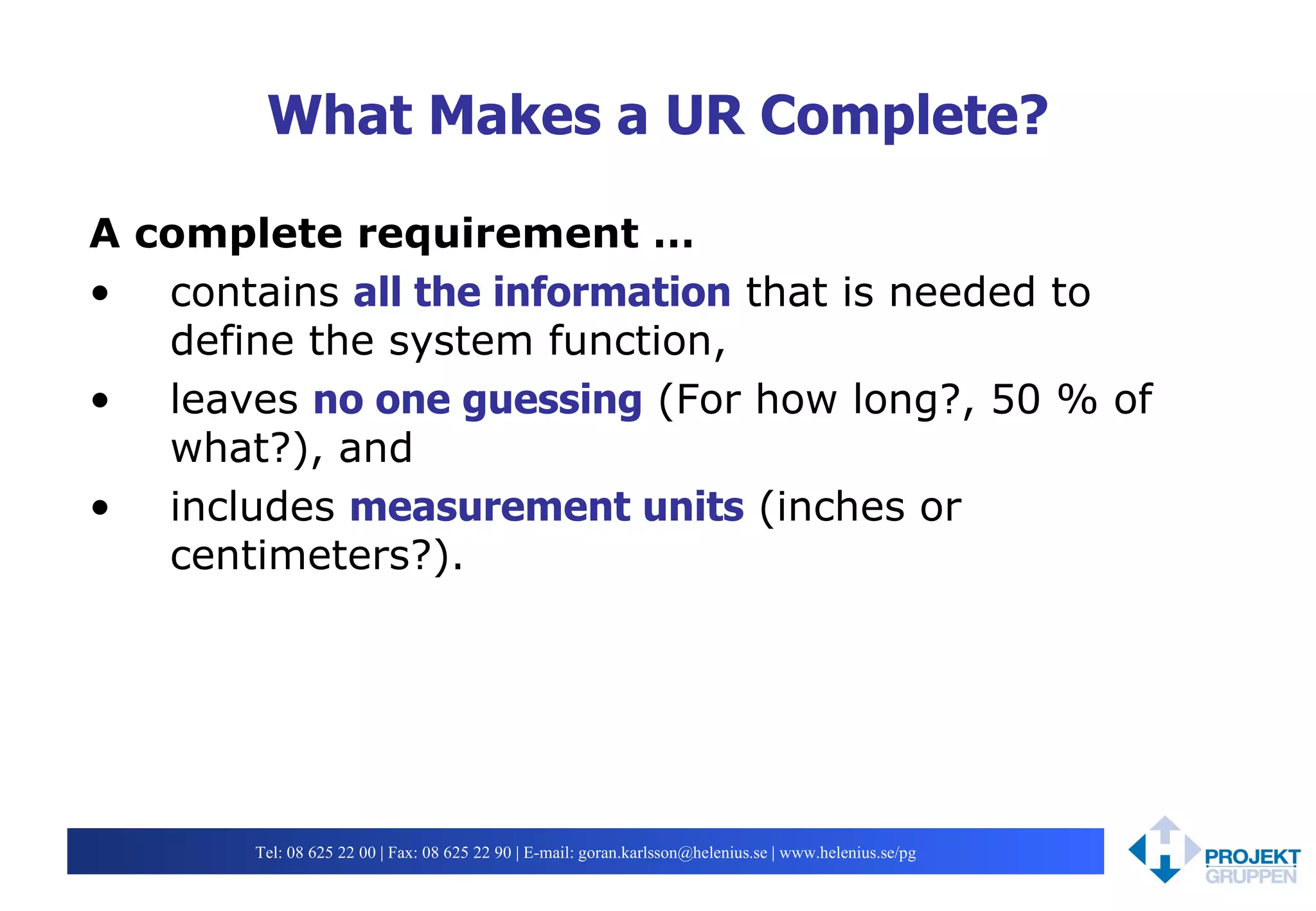 8 Characteristics of good user requirements | PPS
