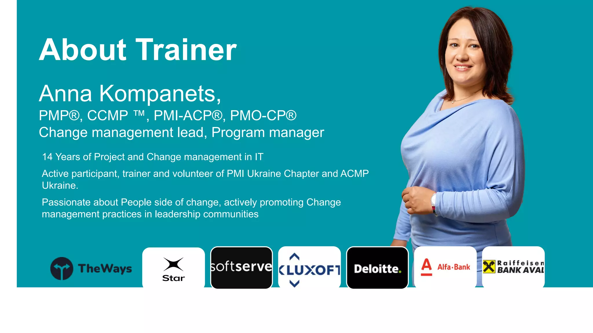 Anna Kompanets: Change Management for PMO Implementation (UA) | PPT