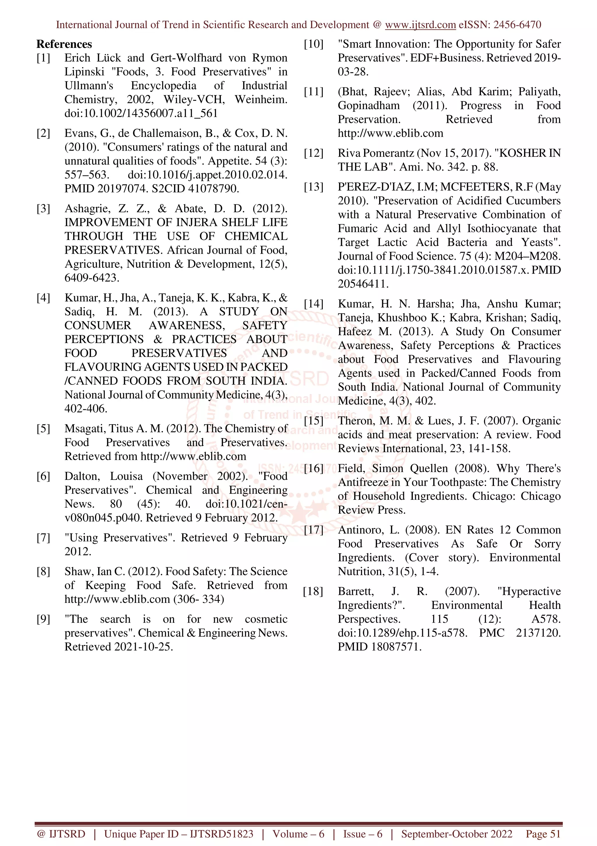 Chemical Preservatives and their Effects on Human Beings | PDF