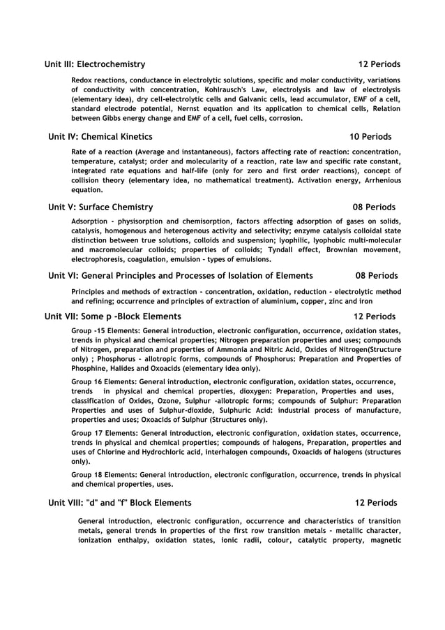 chemistry syllabus 2018-19 | PDF