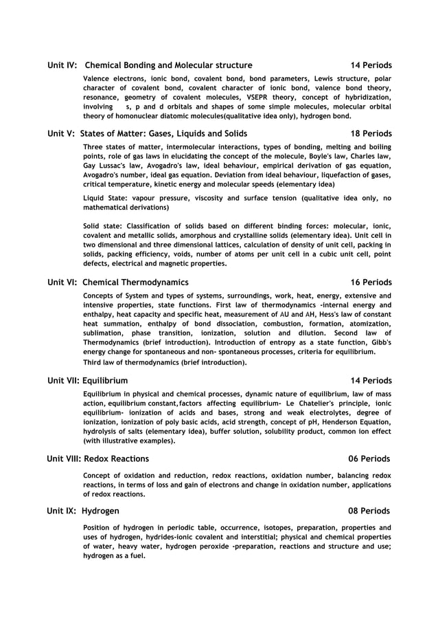 chemistry syllabus 2018-19 | PDF