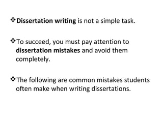 8 common dissertation mistakes | PPT