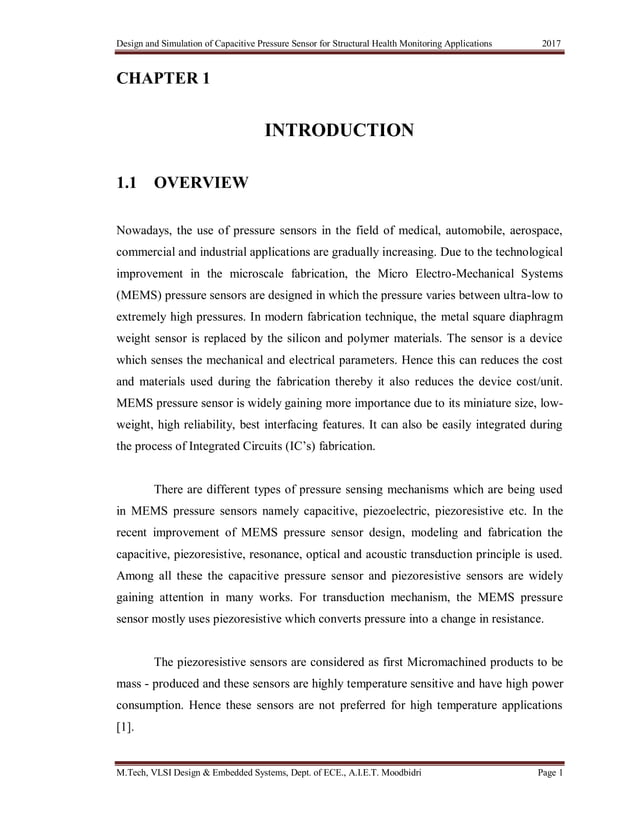 complete m.tech project report_2017 (Based on MEMS Technology) | PDF