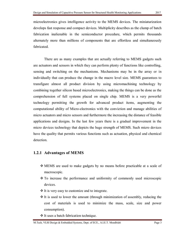 complete m.tech project report_2017 (Based on MEMS Technology) | PDF