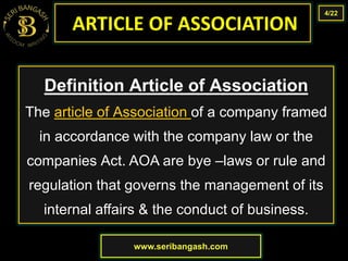 Constitution of Company Article of Association | PPT