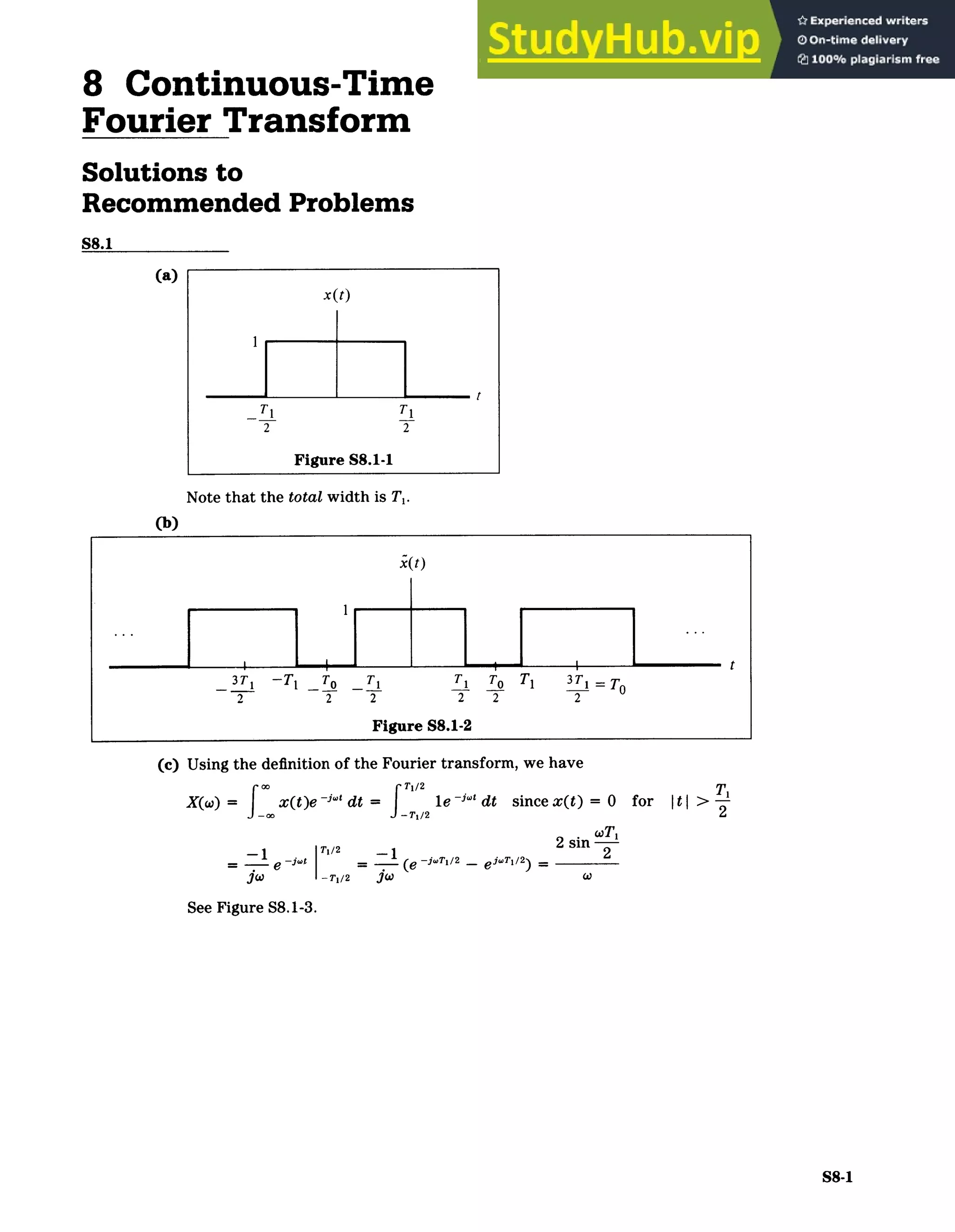 8 Continuous-Time Fourier Transform Solutions To Recommended Problems | PDF