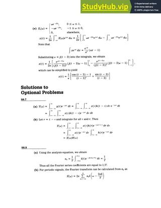 8 Continuous-Time Fourier Transform Solutions To Recommended Problems | PDF