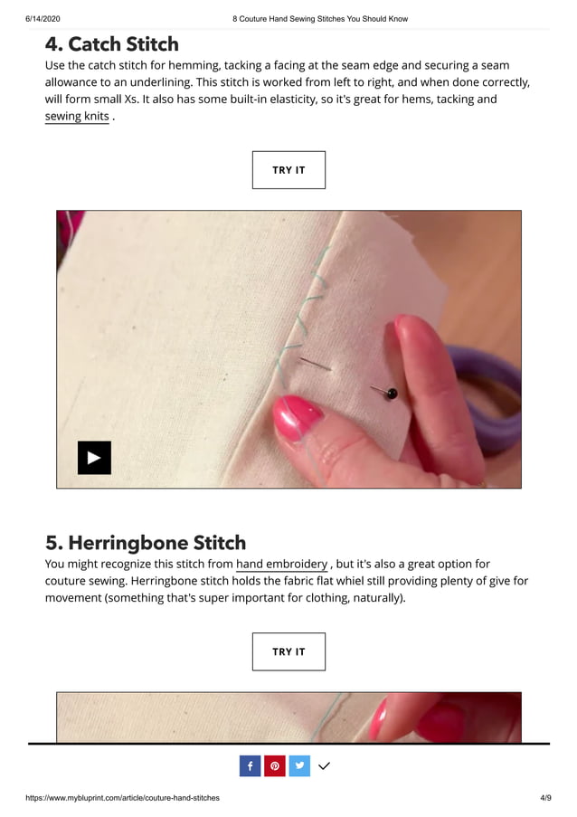 Couture hand sewing stitches you should know | PDF | Needlework | Arts ...