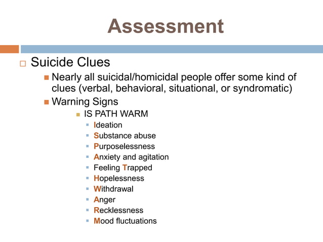 8 crisis of lethality | PPTX | Mental Health | Diseases and Conditions
