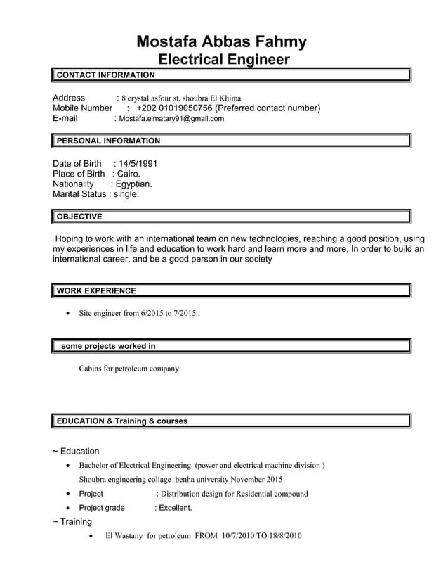 CV Mostafa abbas | PDF