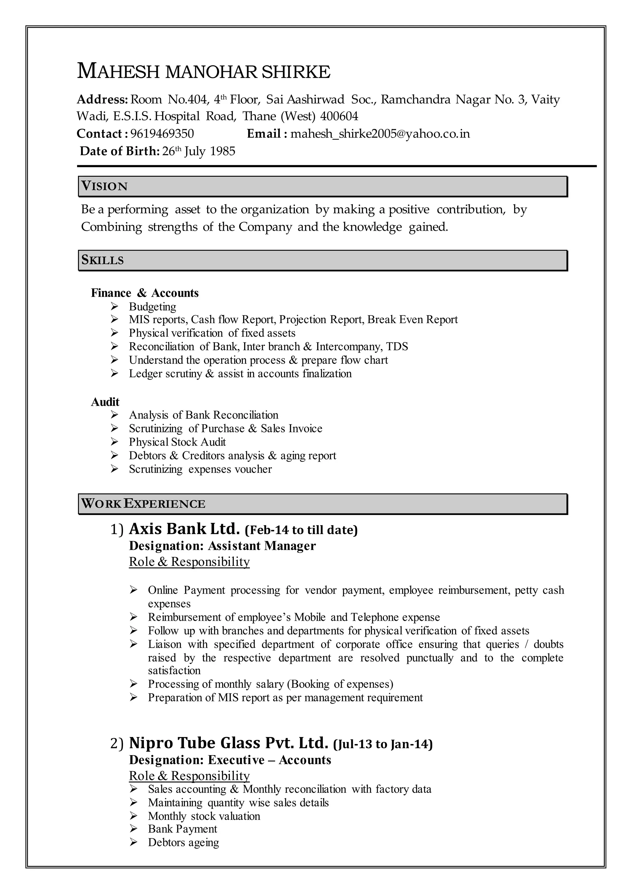 Mahesh Shirke Resume | DOCX