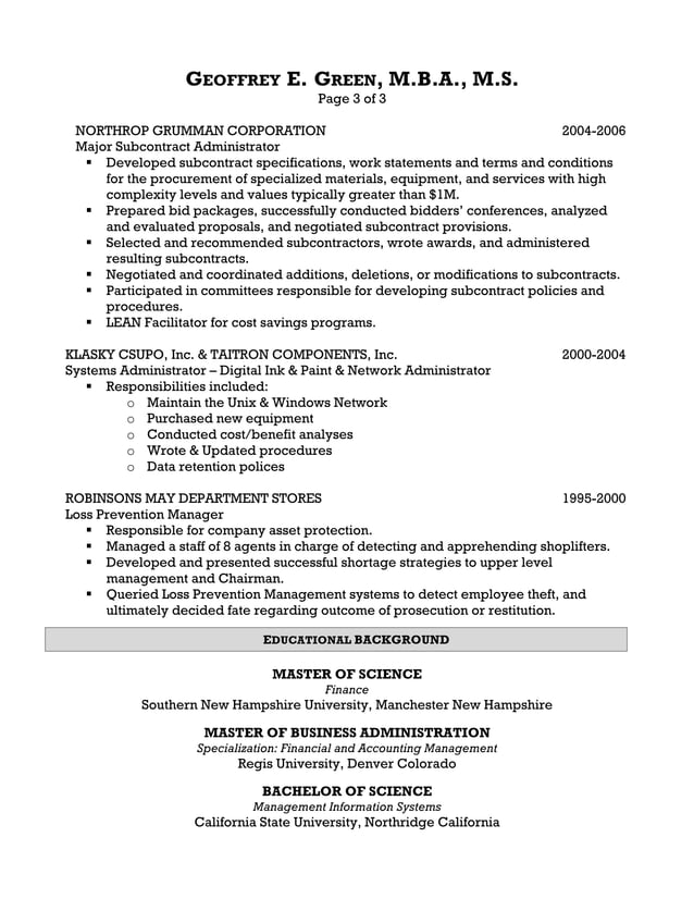 Geoff Green Resume | PDF | Business Administration | Business