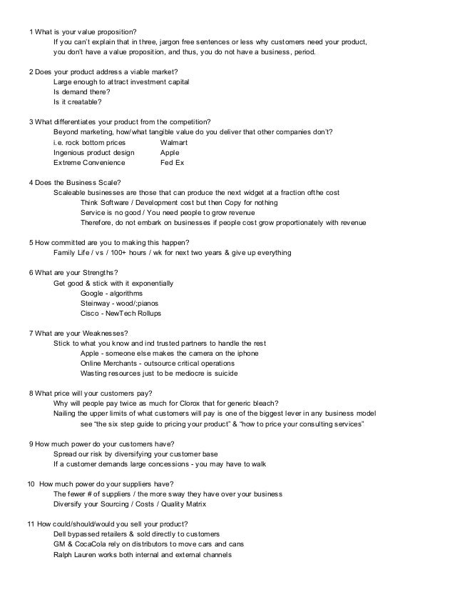 20 most important questions in business