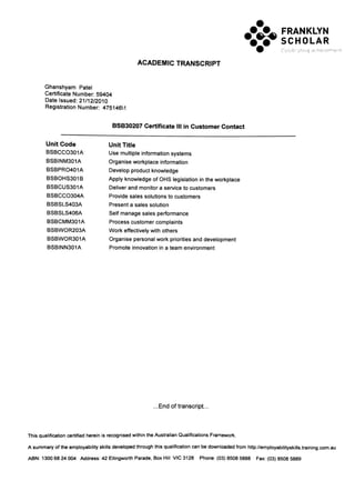 Certificate III in Customer Contact | PDF