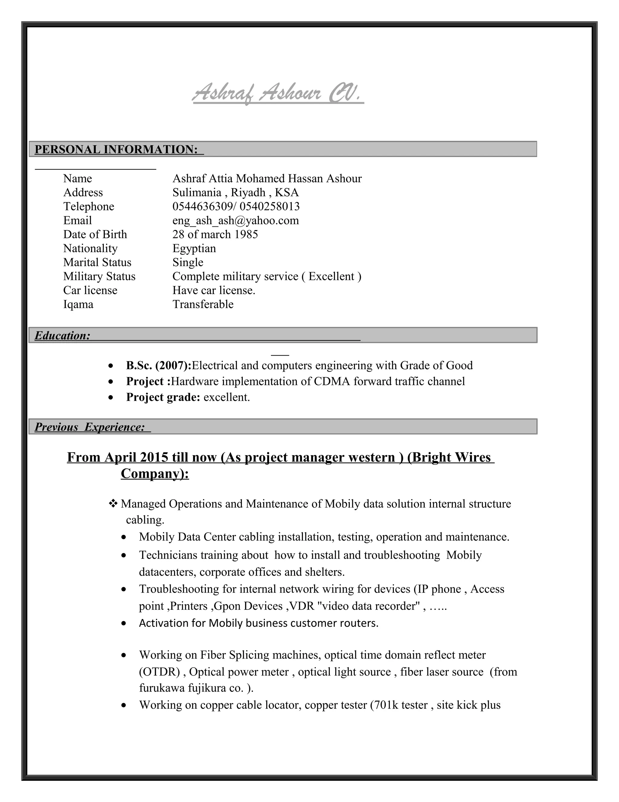 CV ashraf KSA | DOC