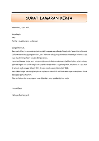 CV wawan sukriatman | PDF