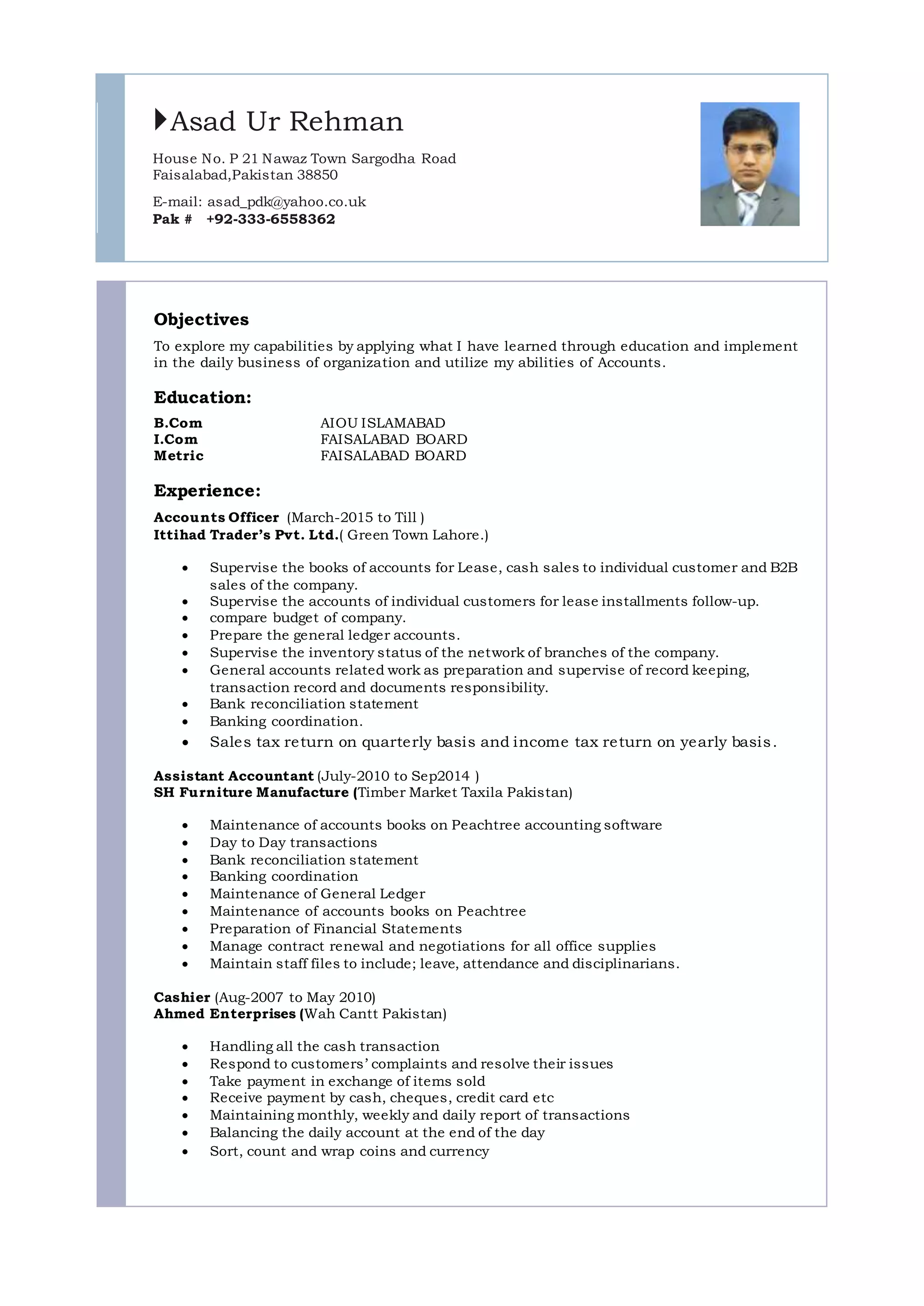 Asad Ur Rehman Ac | DOCX | Business Accounting & Finance | Business