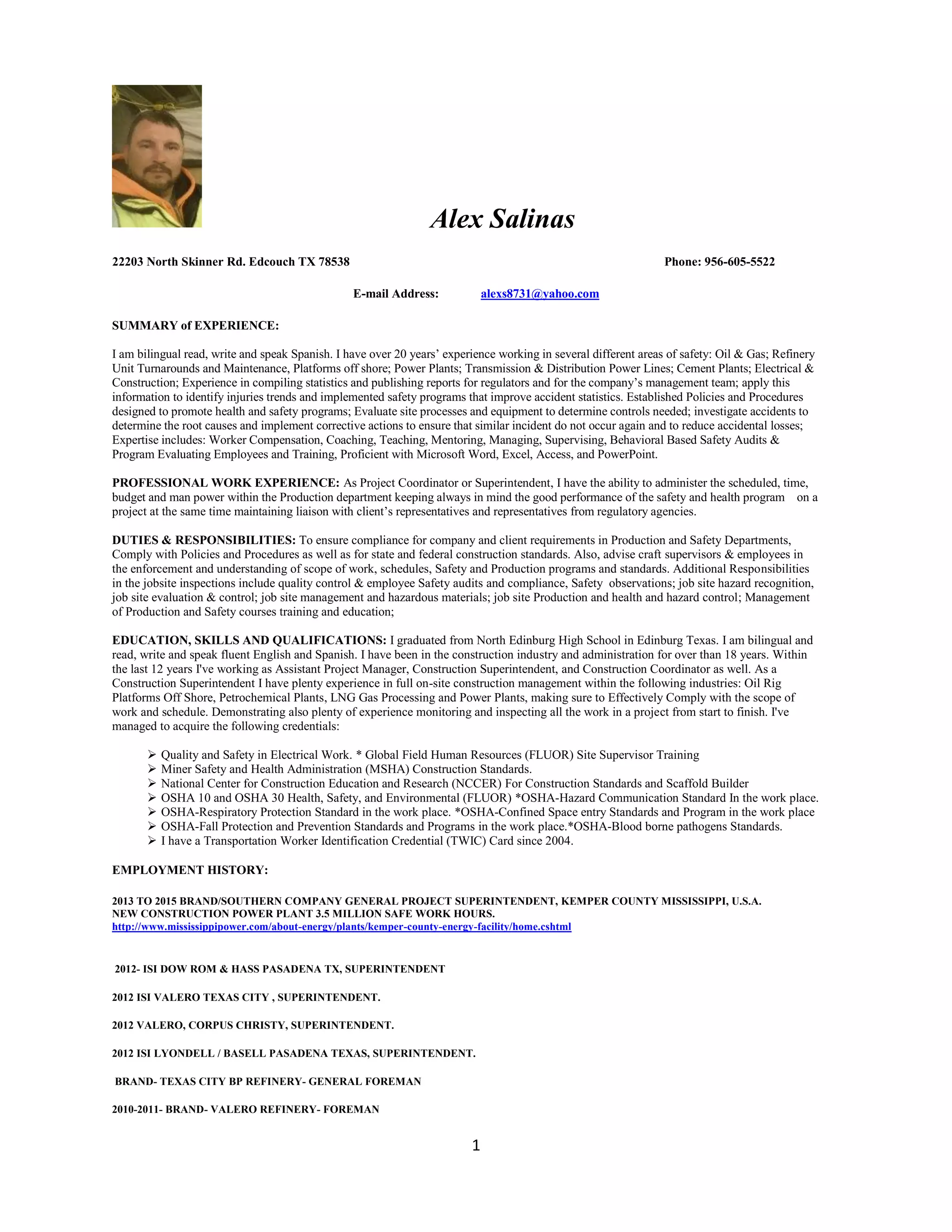 Alex Salinas Updated Resume | PDF