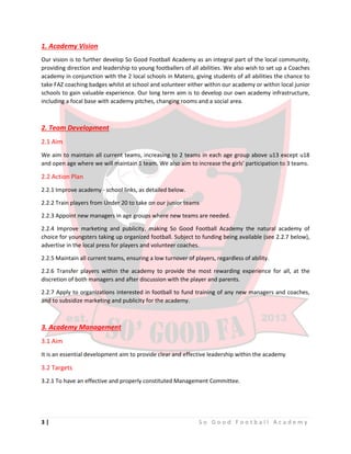 So Good Football Academy 5 year plan | PDF