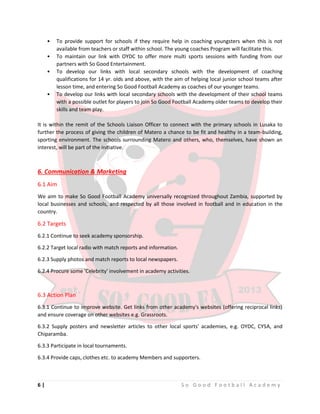 So Good Football Academy 5 year plan | PDF