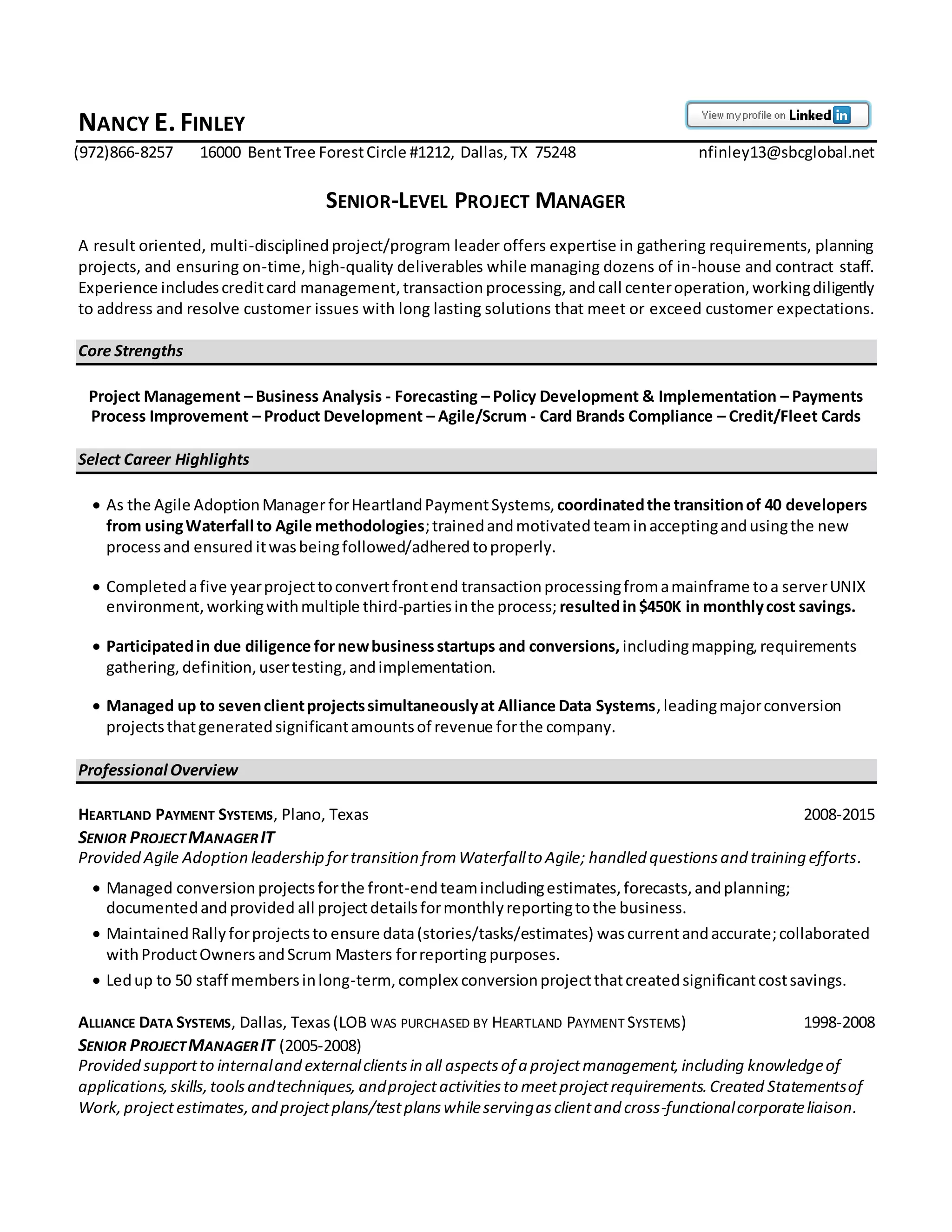Nancy Finley resume | PDF