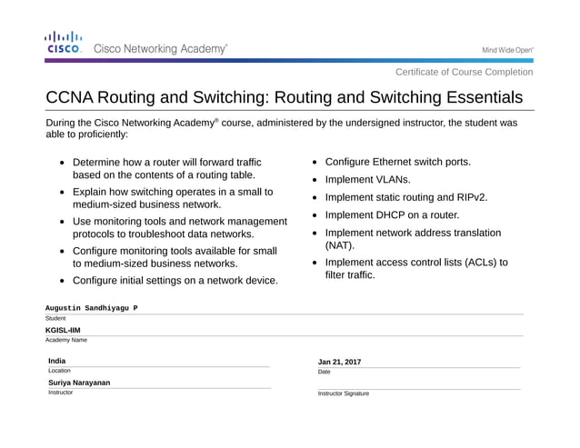 CCNA Training Certificate (2) | PPT