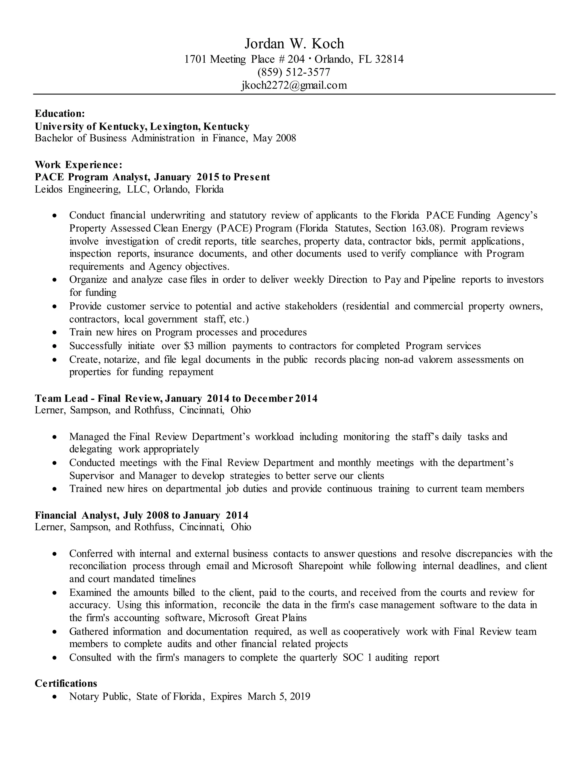Jordan Koch Resume 2016 | DOCX