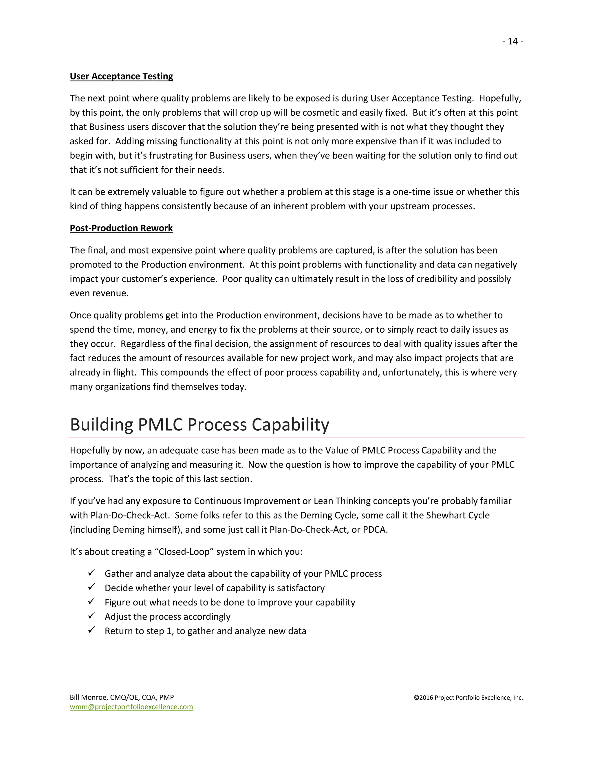 The Value PMLC Process Capability | PDF