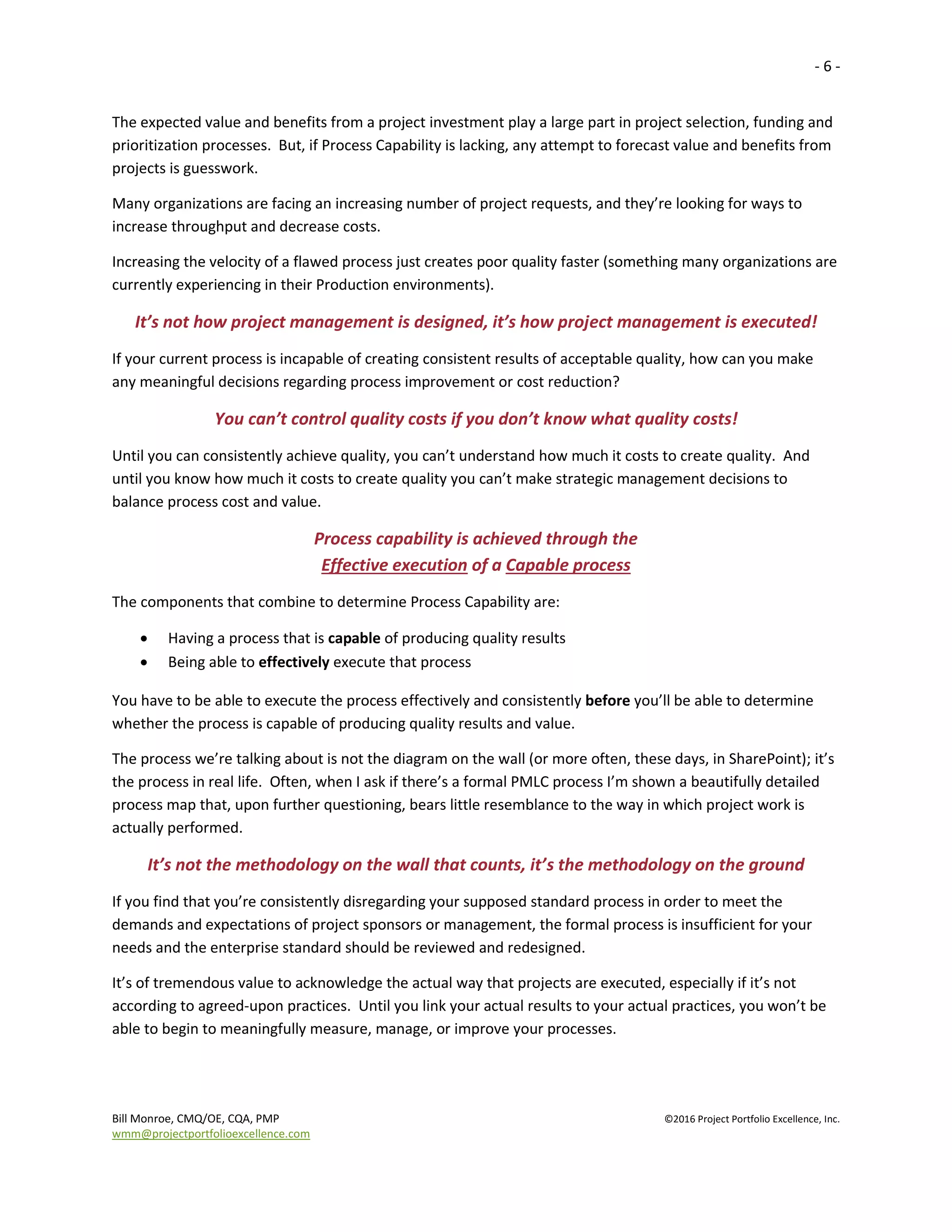 The Value PMLC Process Capability | PDF