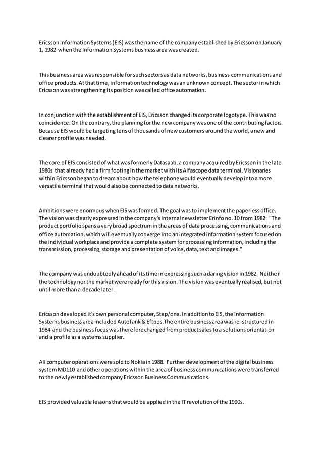 Ericsson Information Systems | DOCX