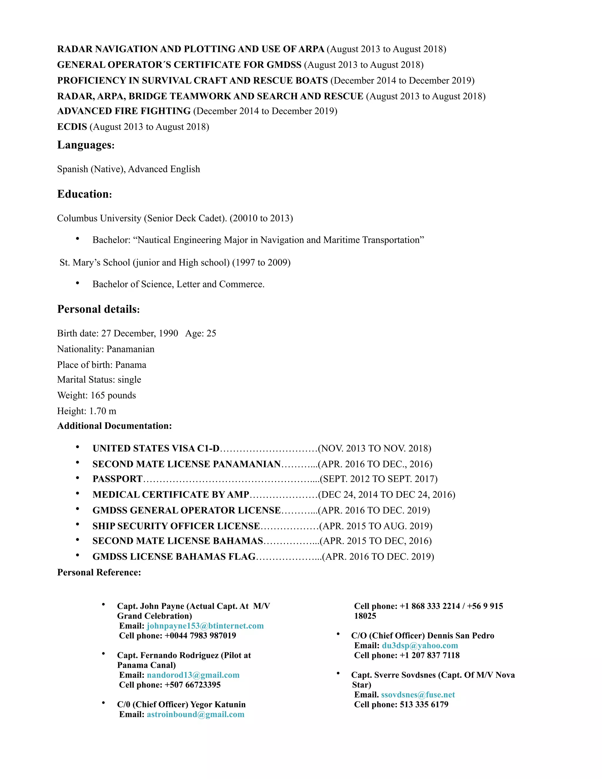 Domingo Cargiulo 2nd.Officer CV | PDF