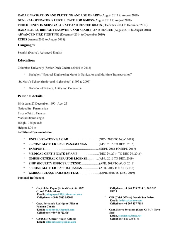 Domingo Cargiulo 2nd.Officer CV | PDF