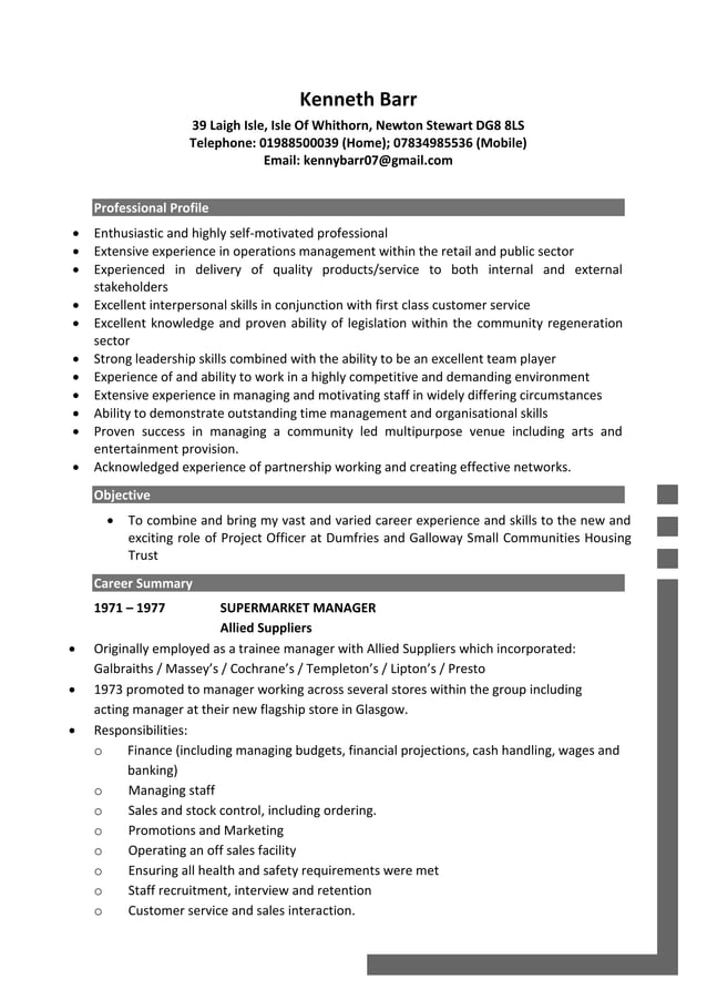 Kenneth Barr cv | PDF | Business Administration | Business