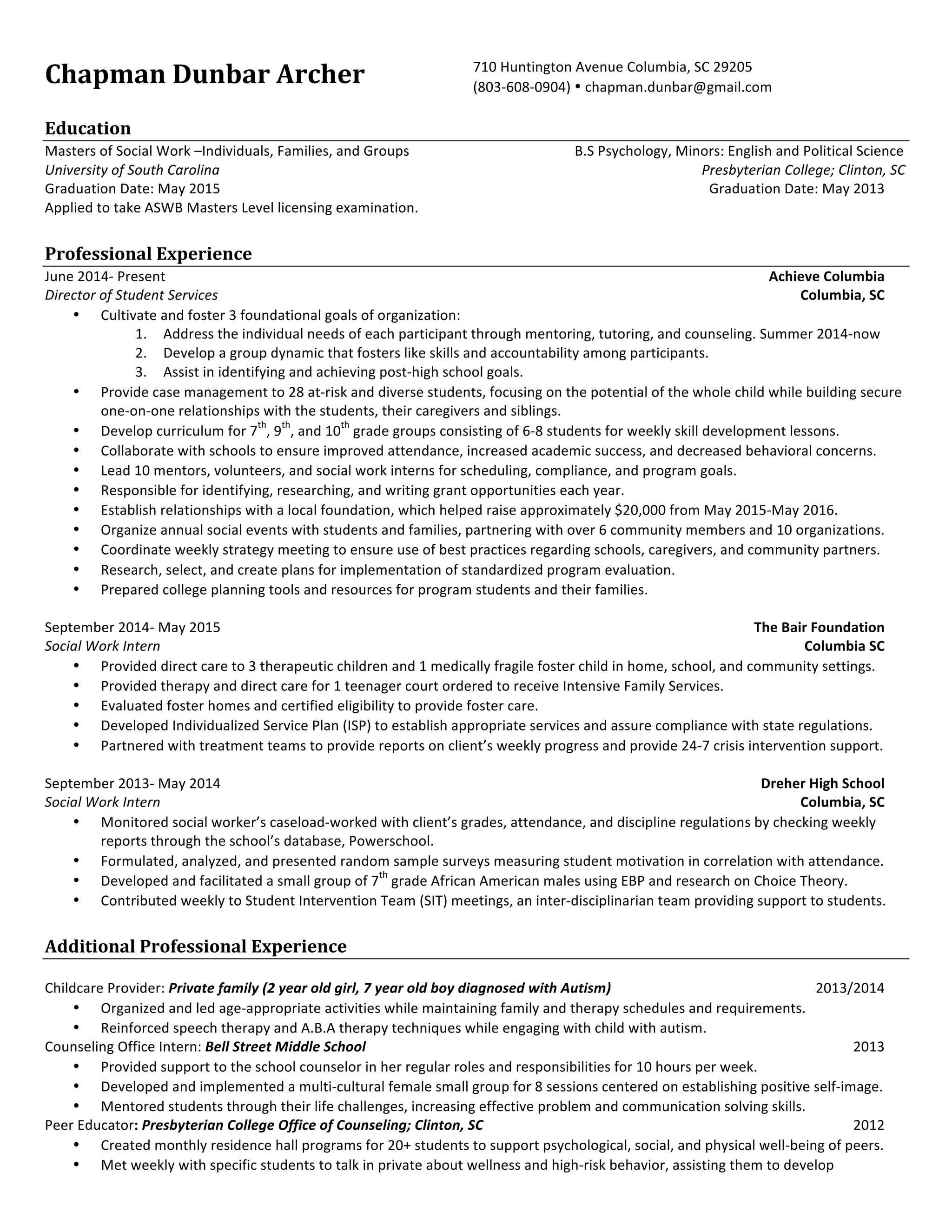 Chapman Resume | PDF