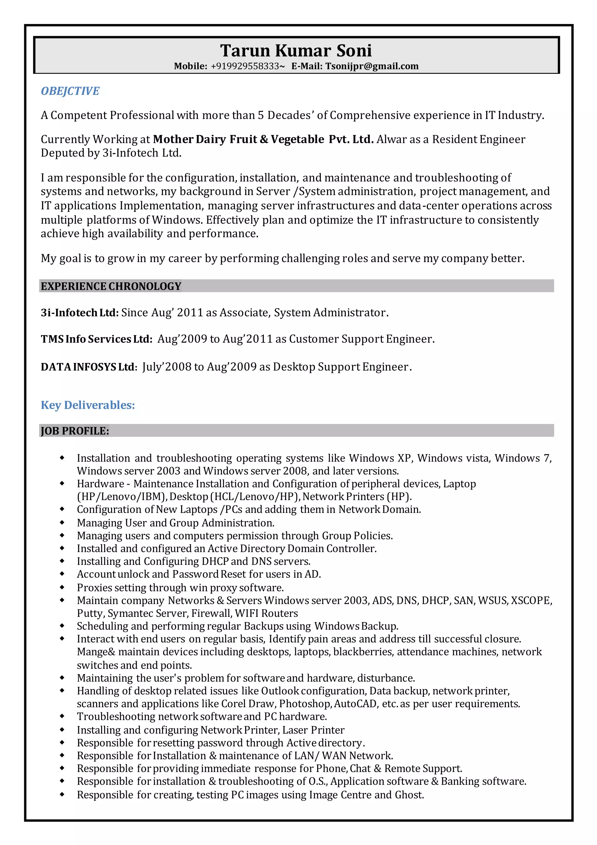 Tarun Soni Resume | PDF Tarun Soni Resume | PDF