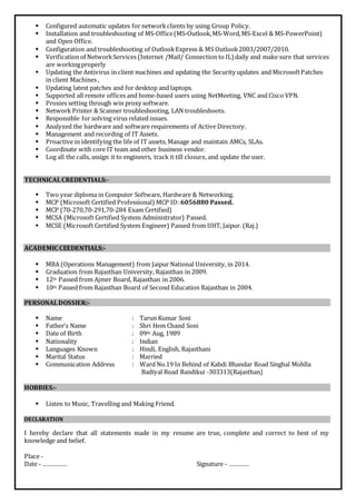 Tarun Soni Resume | DOCX