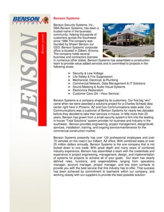 Benson Systems Overview (Generic RFP) | PDF | Education industry ...